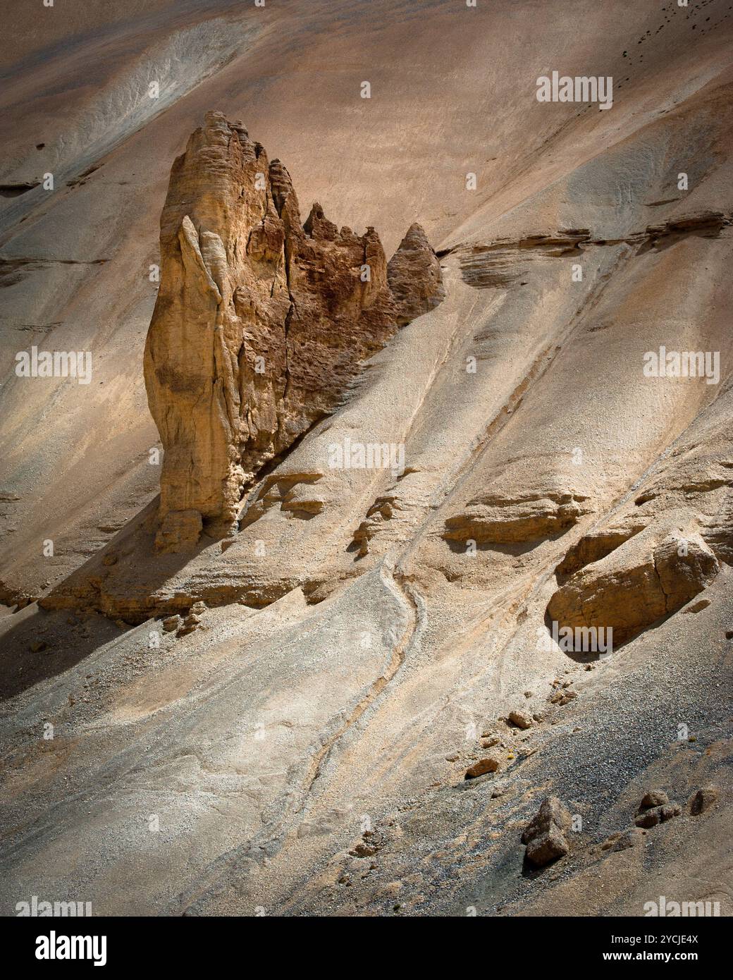 Himalaya mountains landscape. Rock and Sand formation at Pang. India ...