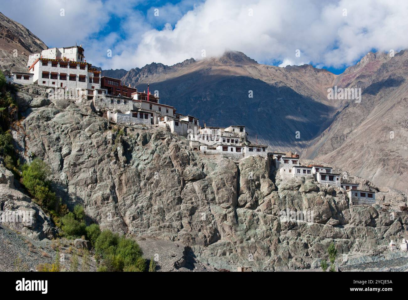 Buddhist heritage, Diskit monastery temple at Hymalaya highland. India ...
