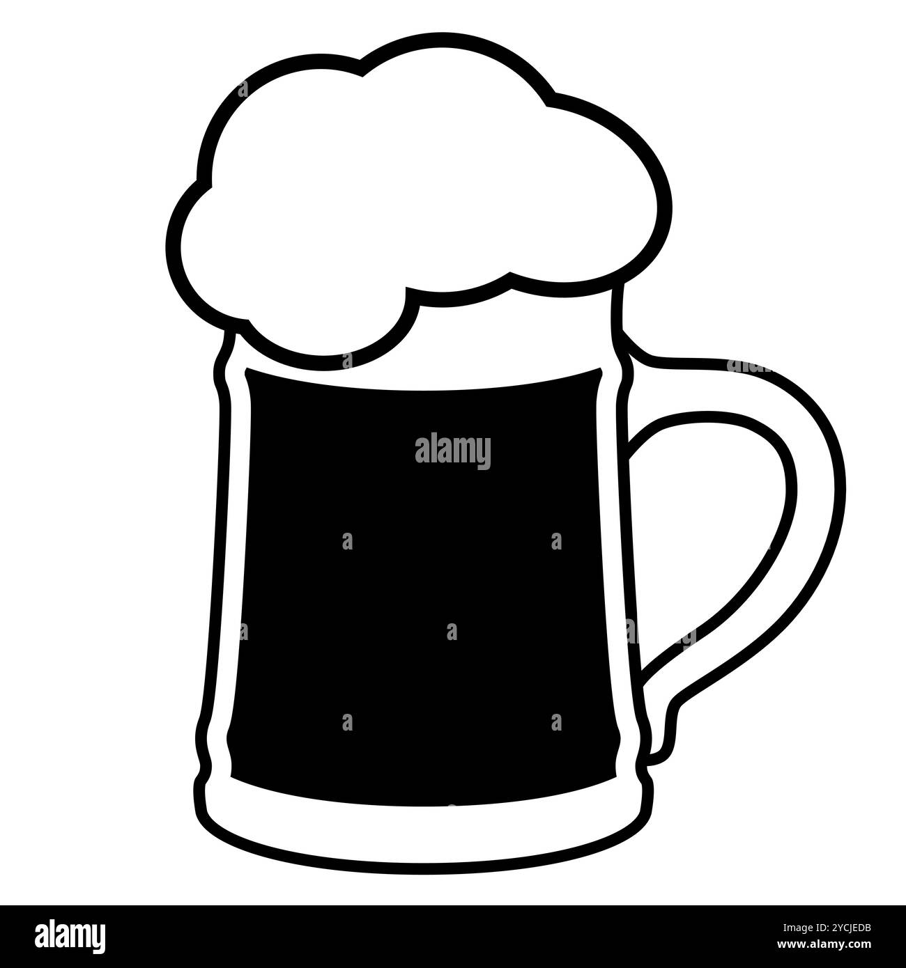 beer stein mug, black and white vector illustration of glass of beer ...