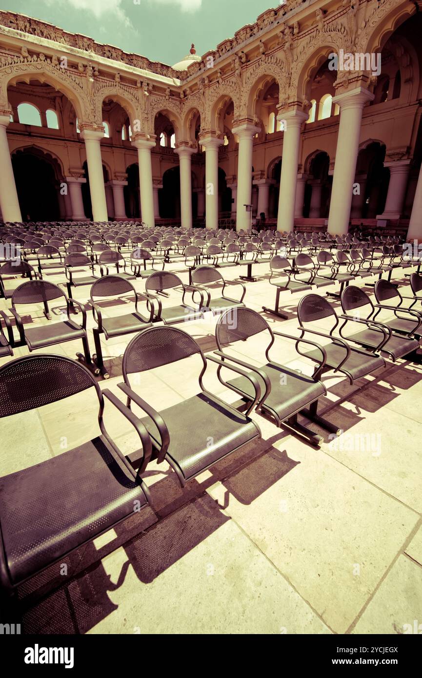 Rows of chairs at outdoors concert hall Stock Photo - Alamy