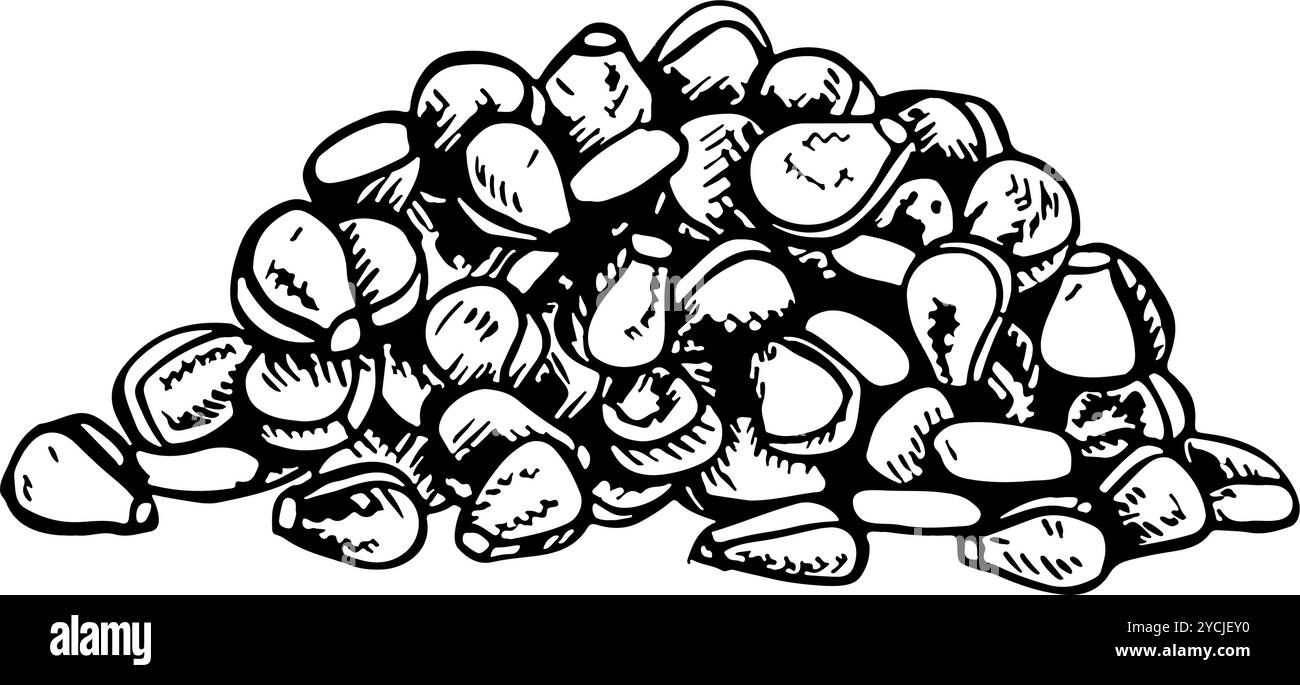 Corn kernels. Vector graphics depicting a bunch of corn kernels. Black ...