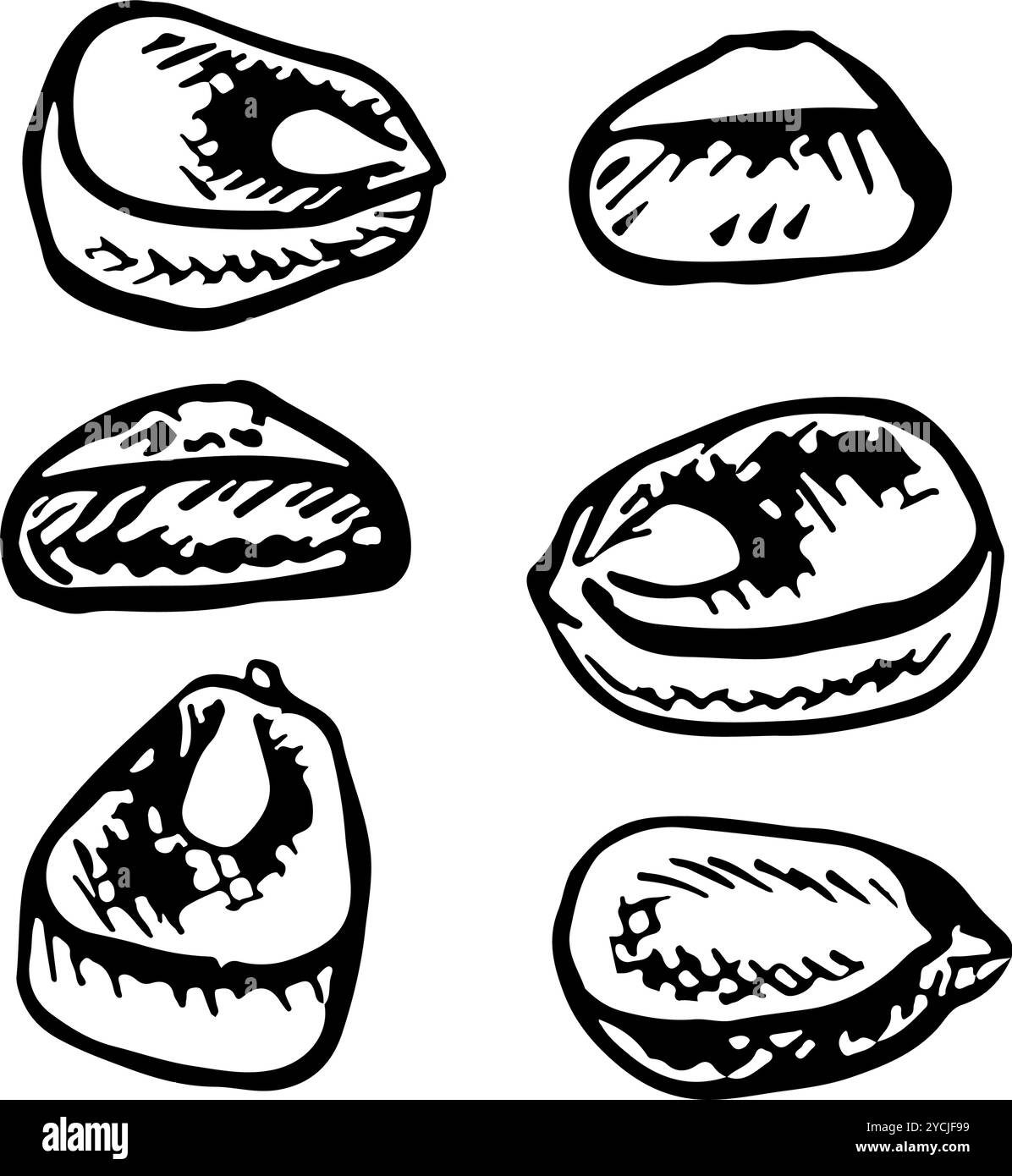 Corn kernels. A set of vector graphics depicting corn kernels. A black ...