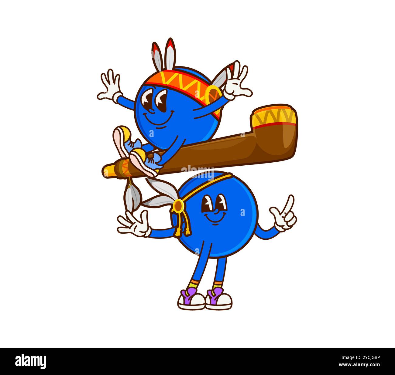 Cartoon groovy native american math division sign characters. Isolated ...