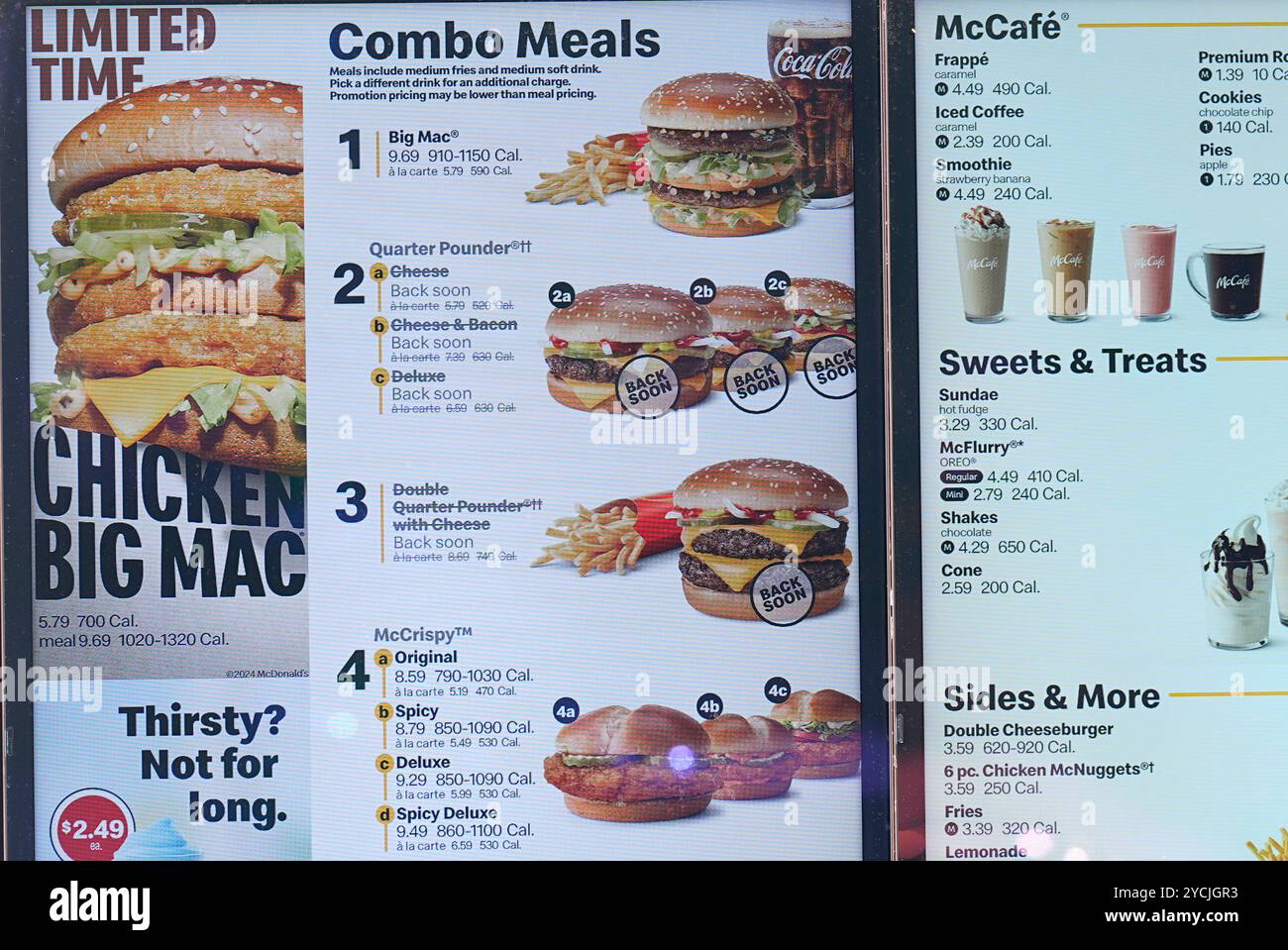 The electronic menu order board still displays Quarter Pounder ...