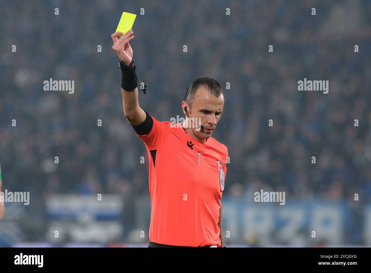 The Referee of the match, Irfan Peljto from Bosnia and Erzgovina shows ...