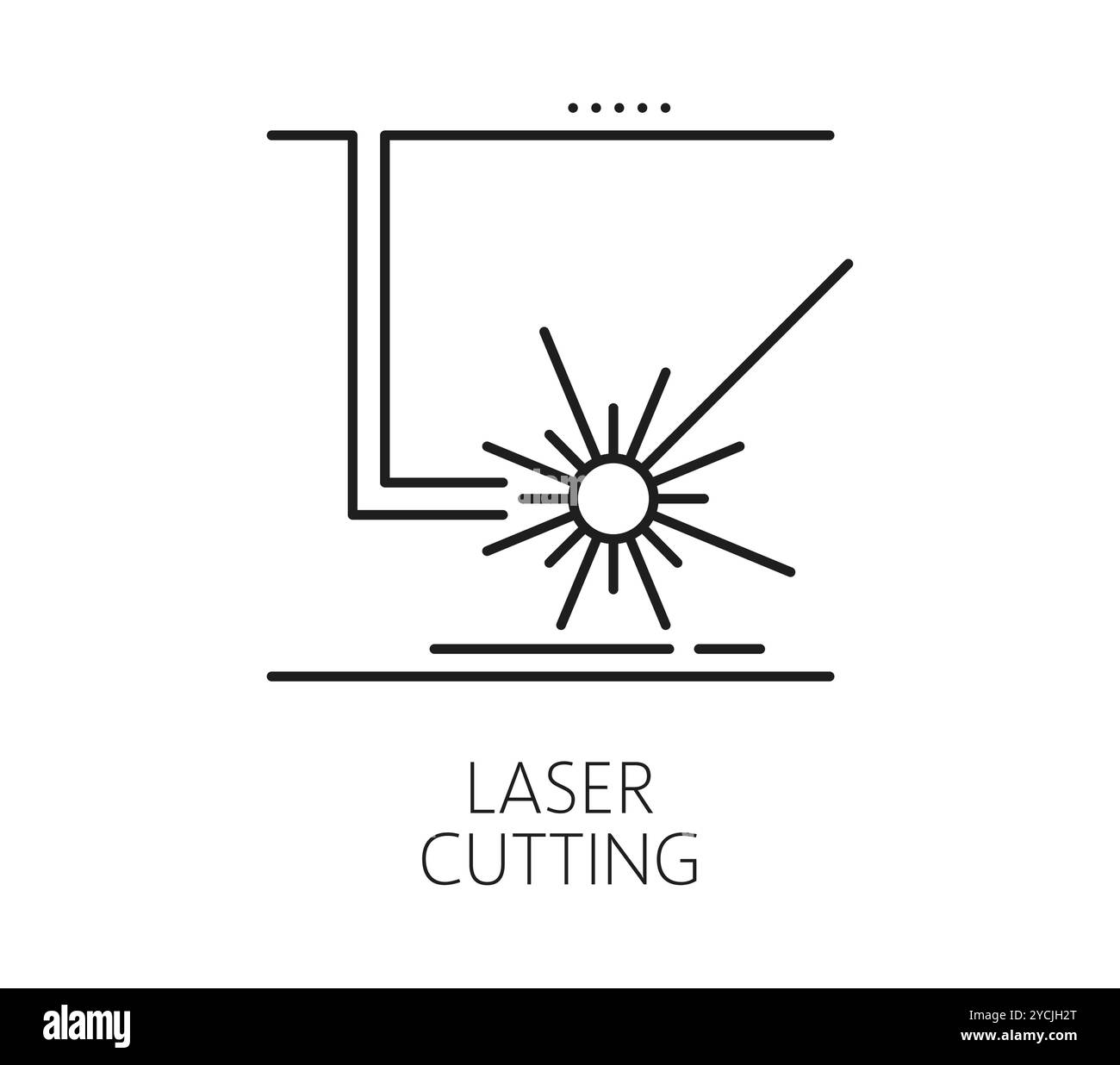 Laser cutting metalwork equipment line icon. Steel cutting production ...