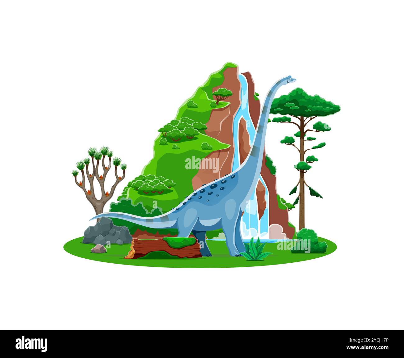 Titanosauria prehistoric dinosaur character. Isolated cartoon vector ...