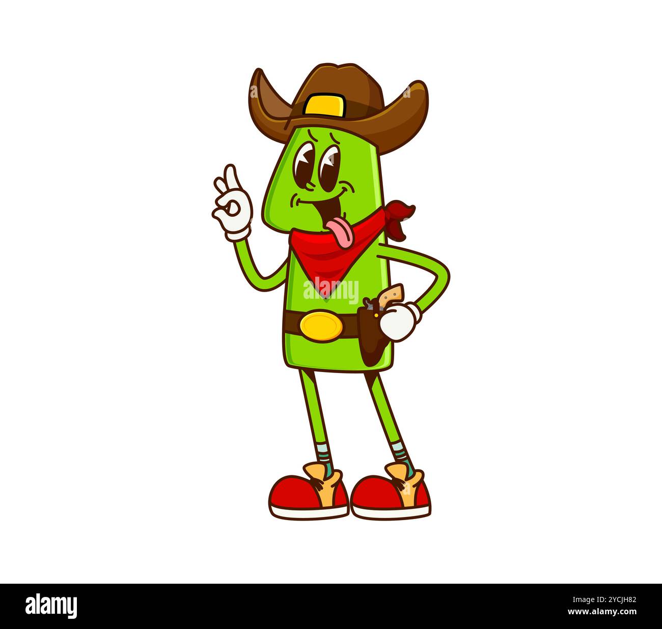 Cartoon groovy math number one cowboy and bandit character. Isolated ...