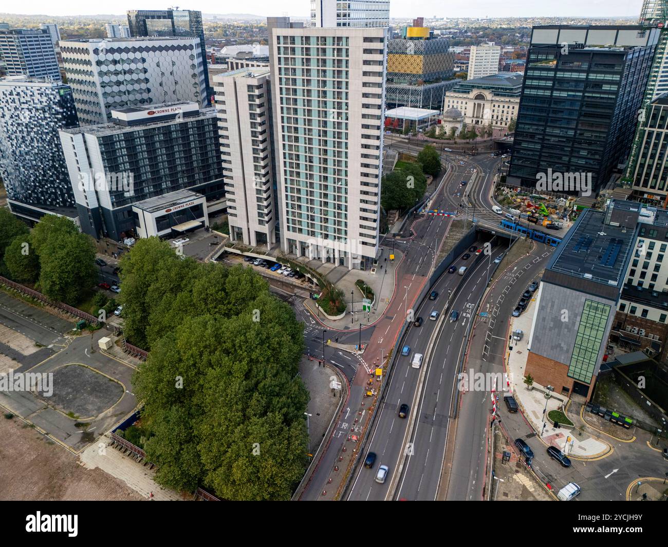 Aerial image over Suffolk street queens way in Birmingham UK Stock ...