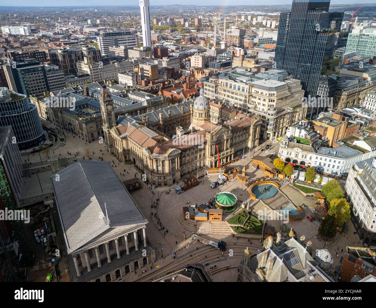 Aerial image of Chamberlain square in Birmingham UK Stock Photo - Alamy