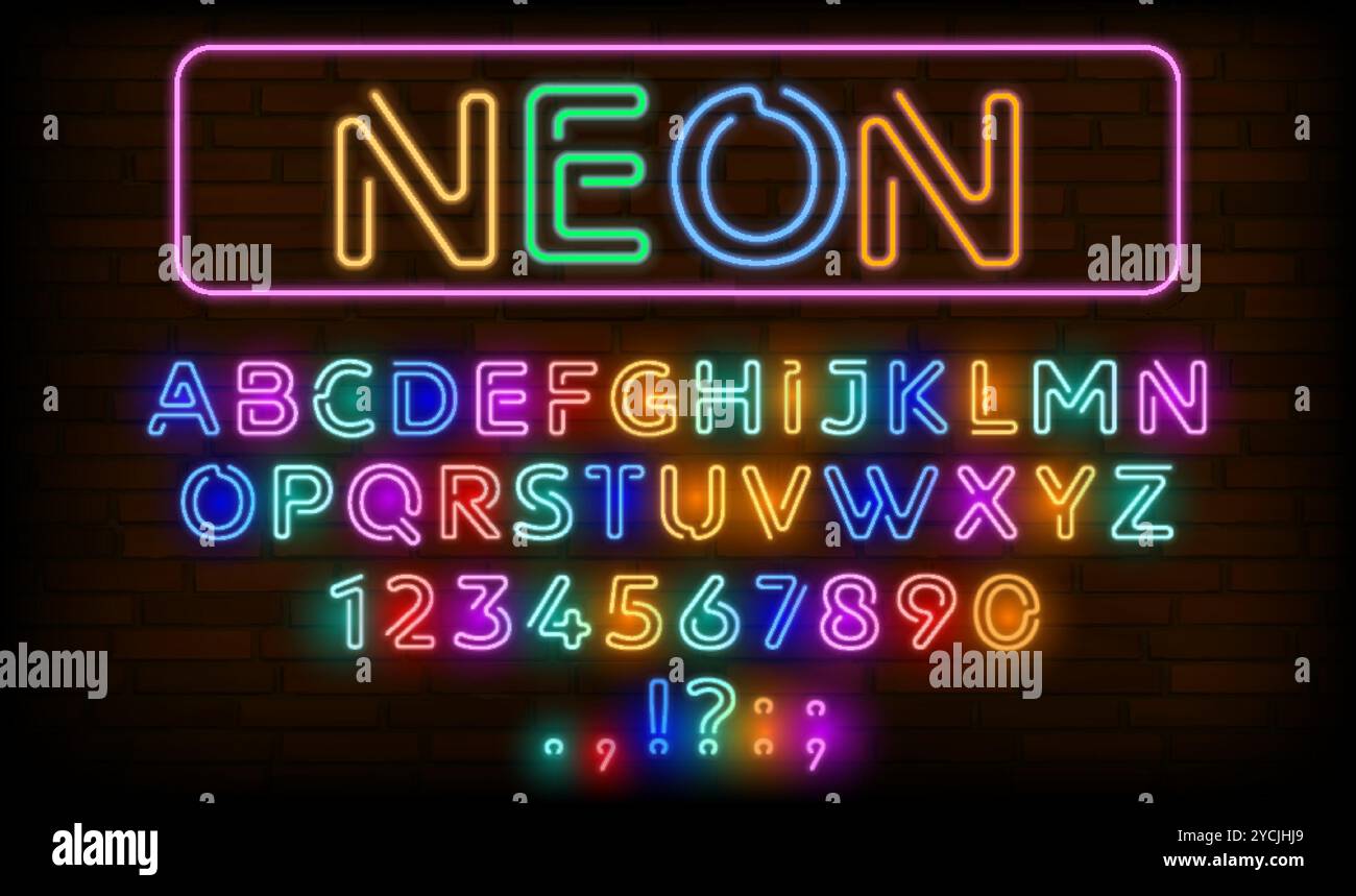 Neon rainbow color glow alphabet hi-res stock photography and images ...