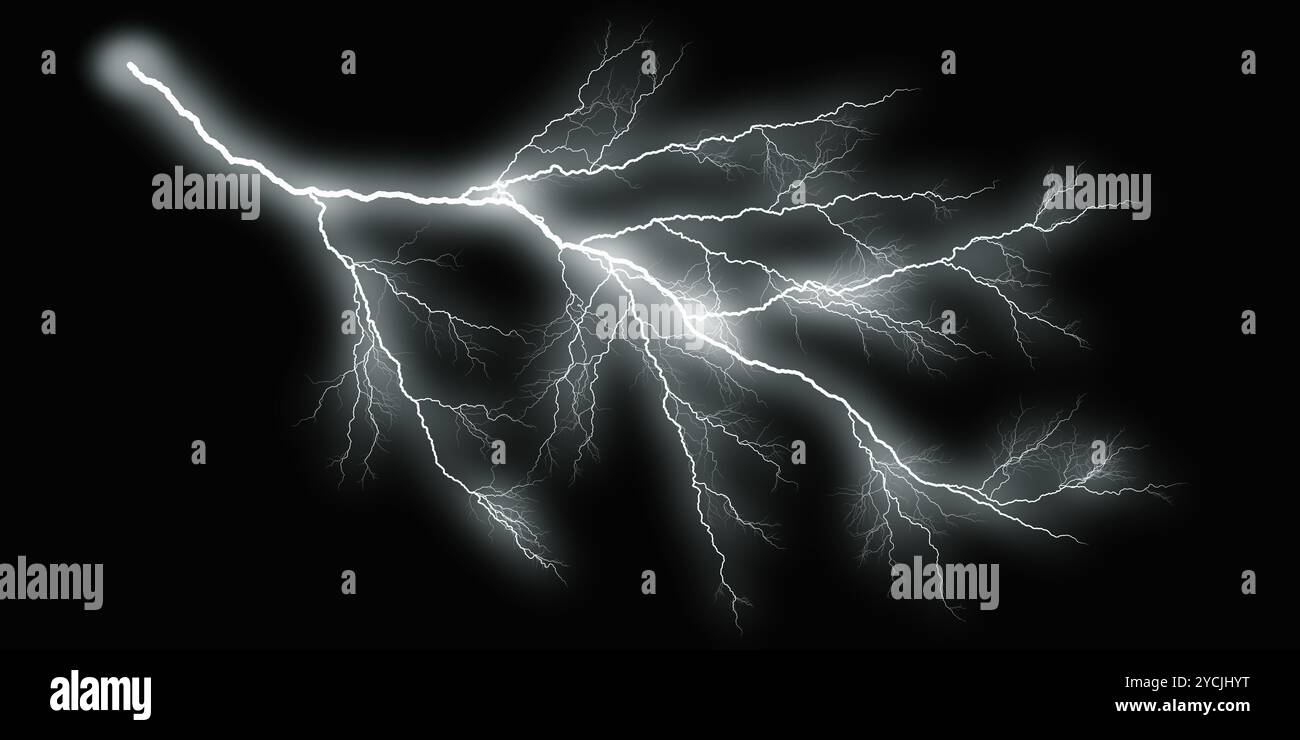white thunder on black background Stock Photo - Alamy