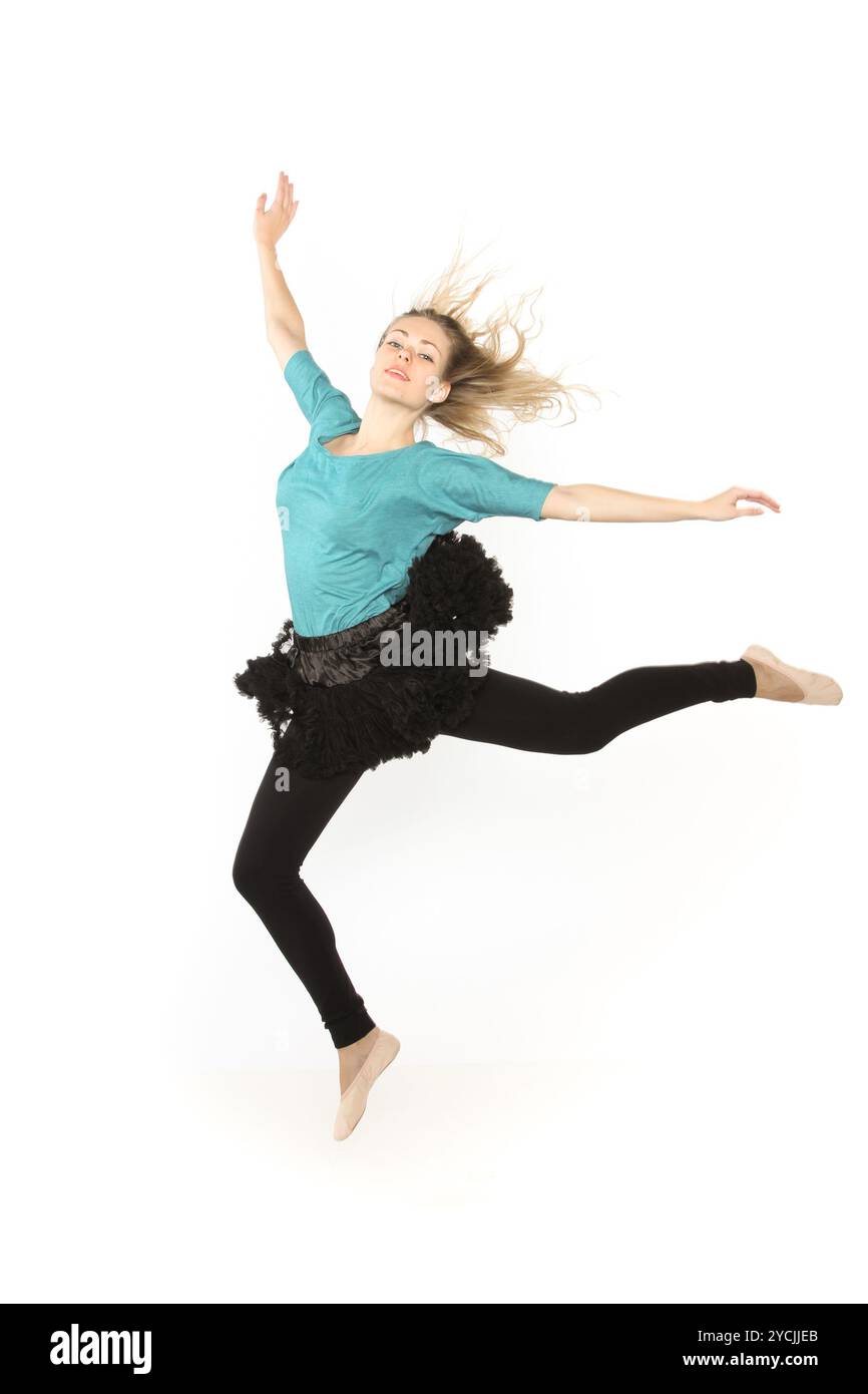 modern dancer woman poses studio on white background Stock Photo - Alamy