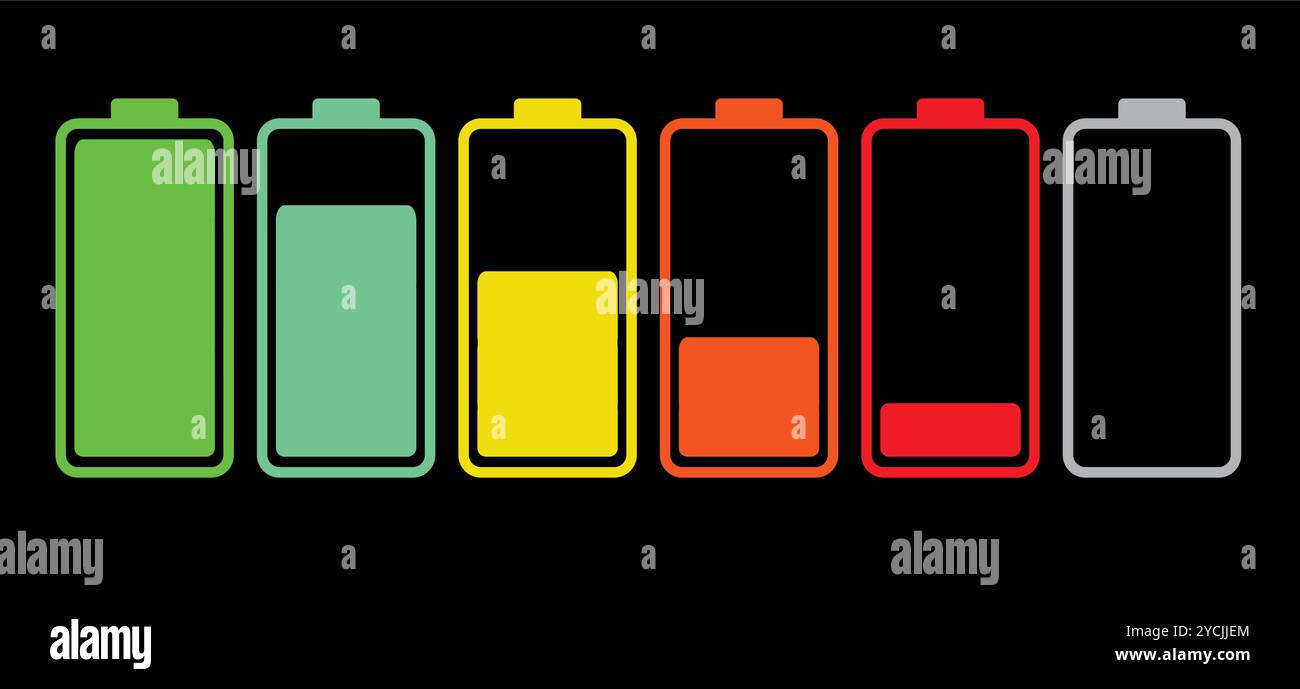 Battery icon, Battery icon set, cell, Color Level Stock Vector Image ...
