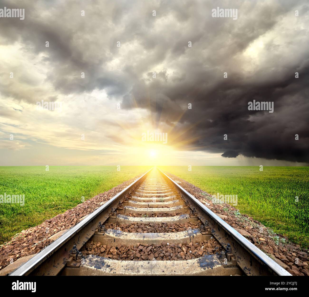 Railroad and clouds Stock Photo - Alamy
