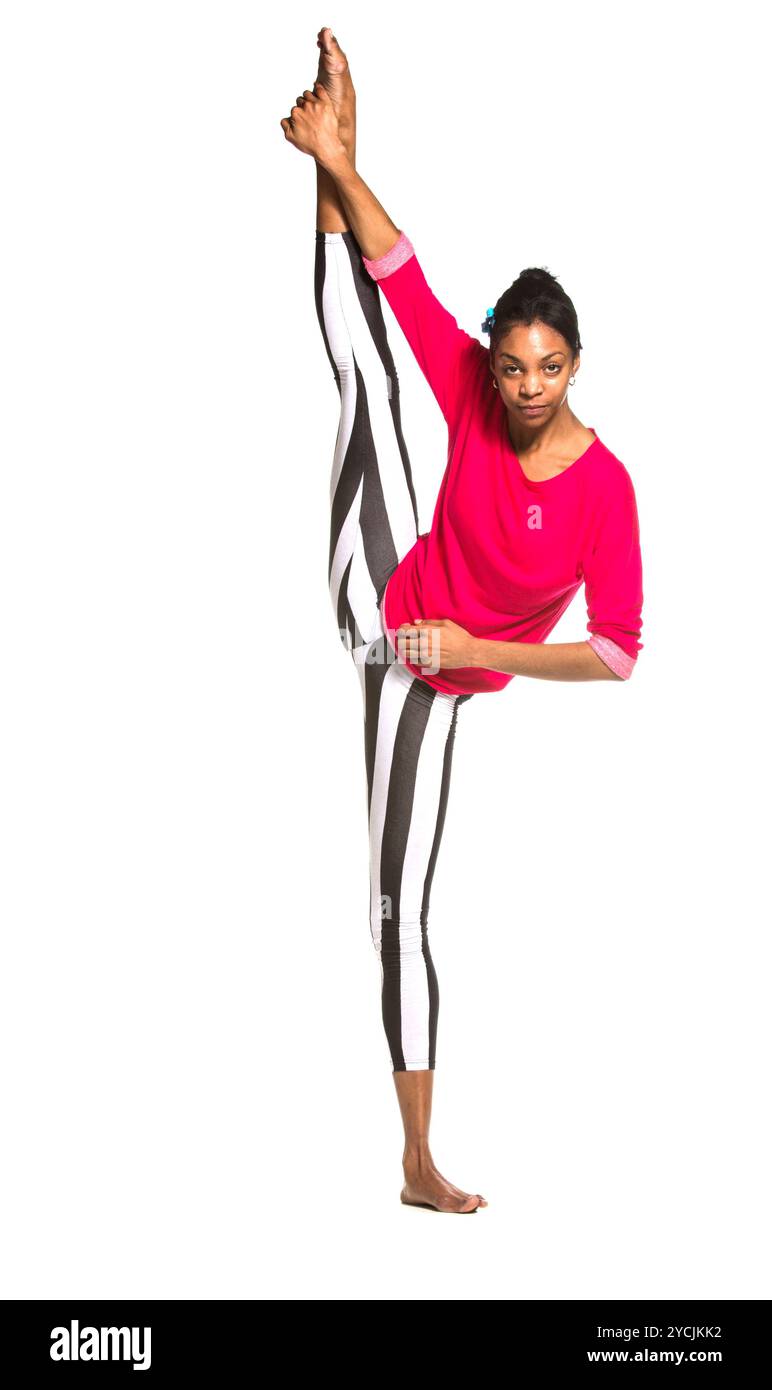 Vertical splits. Latina dancer girl, isolated Stock Photo - Alamy