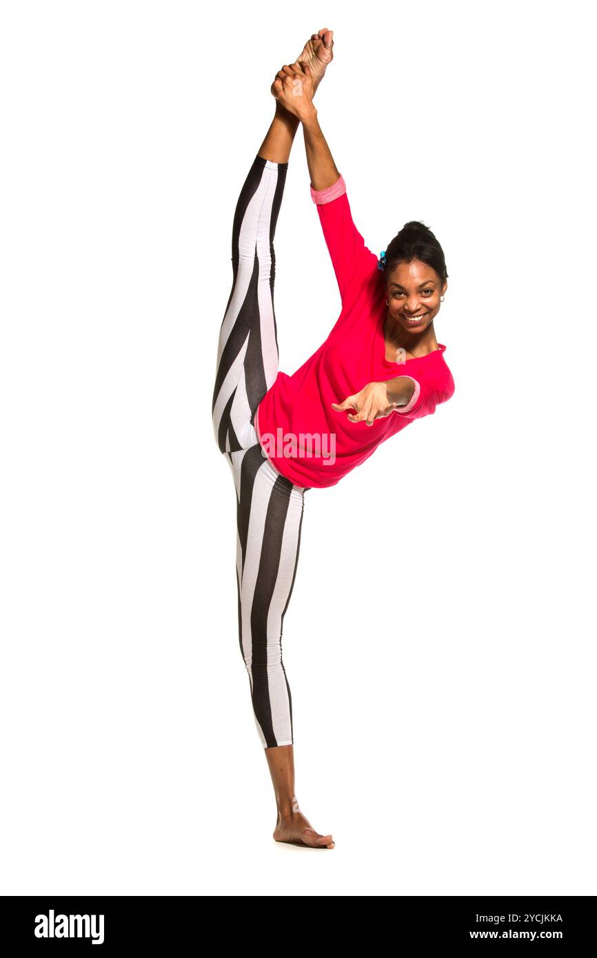 Vertical splits. Latina dancer girl, isolated Stock Photo - Alamy