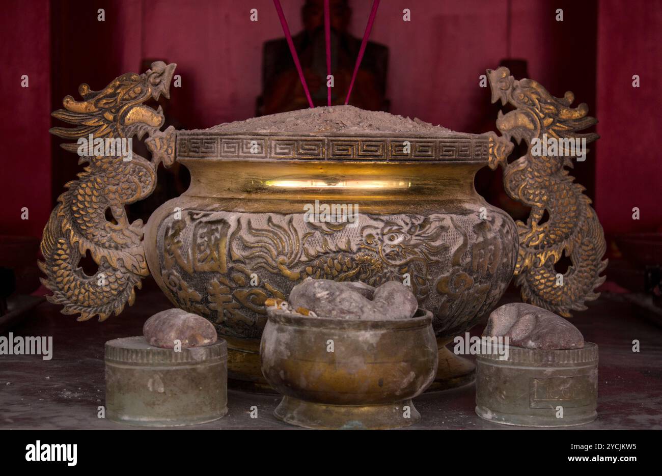 Large brass incense ash containers have been kept in shrines for prayer ...