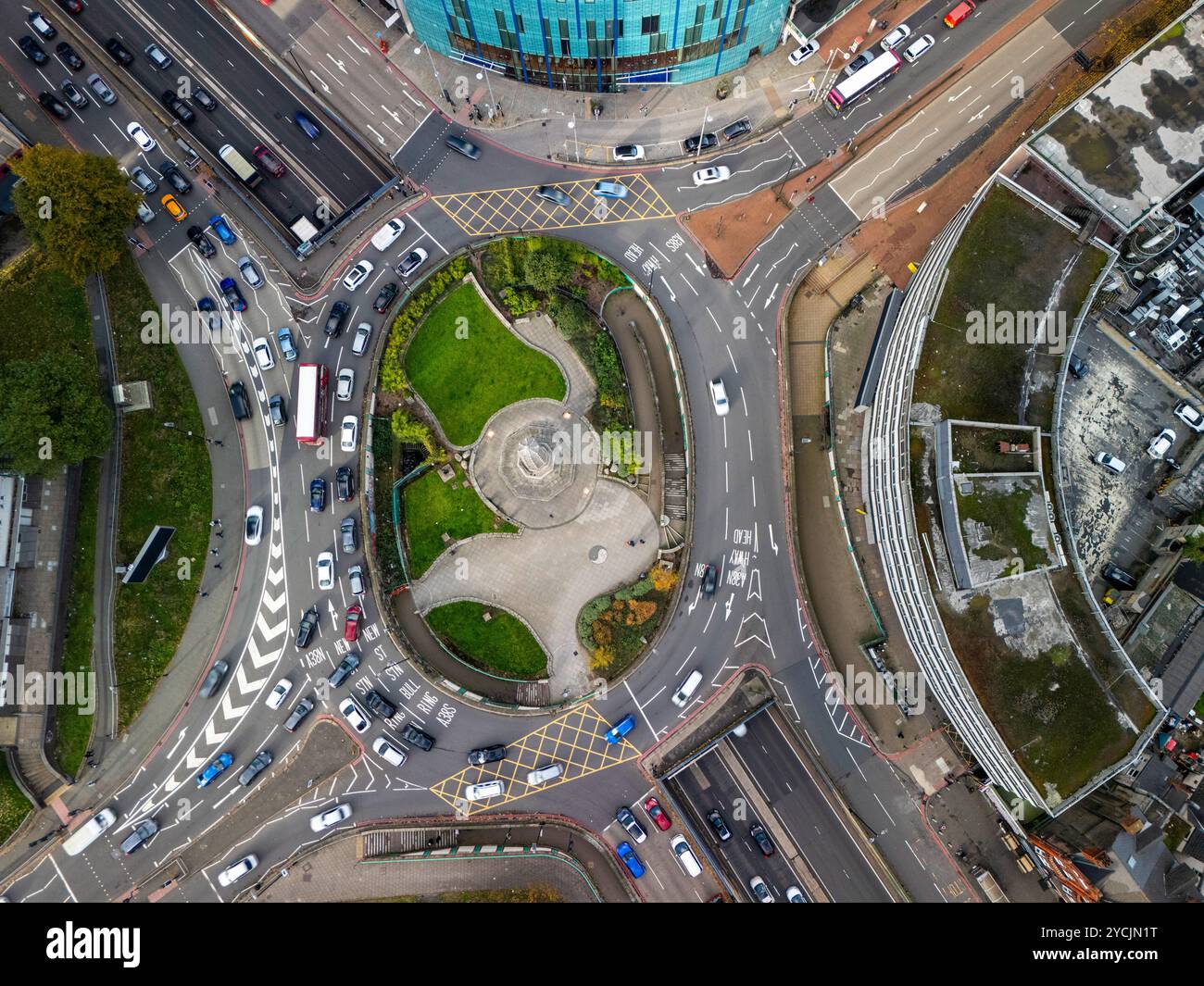 Aerial image of Holloway Circus roundabout in Birmingham UK Stock Photo ...