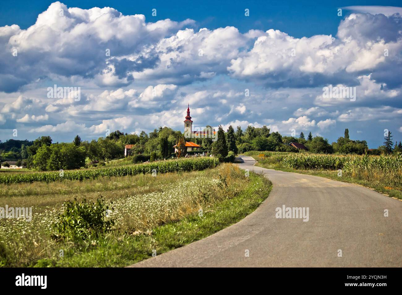 Beautiful green village scenery landscape in spring time Stock Photo ...