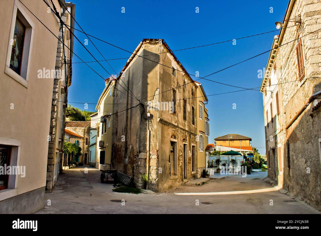 Narrow streets of Susak - traditional dalmatian architecture Stock ...