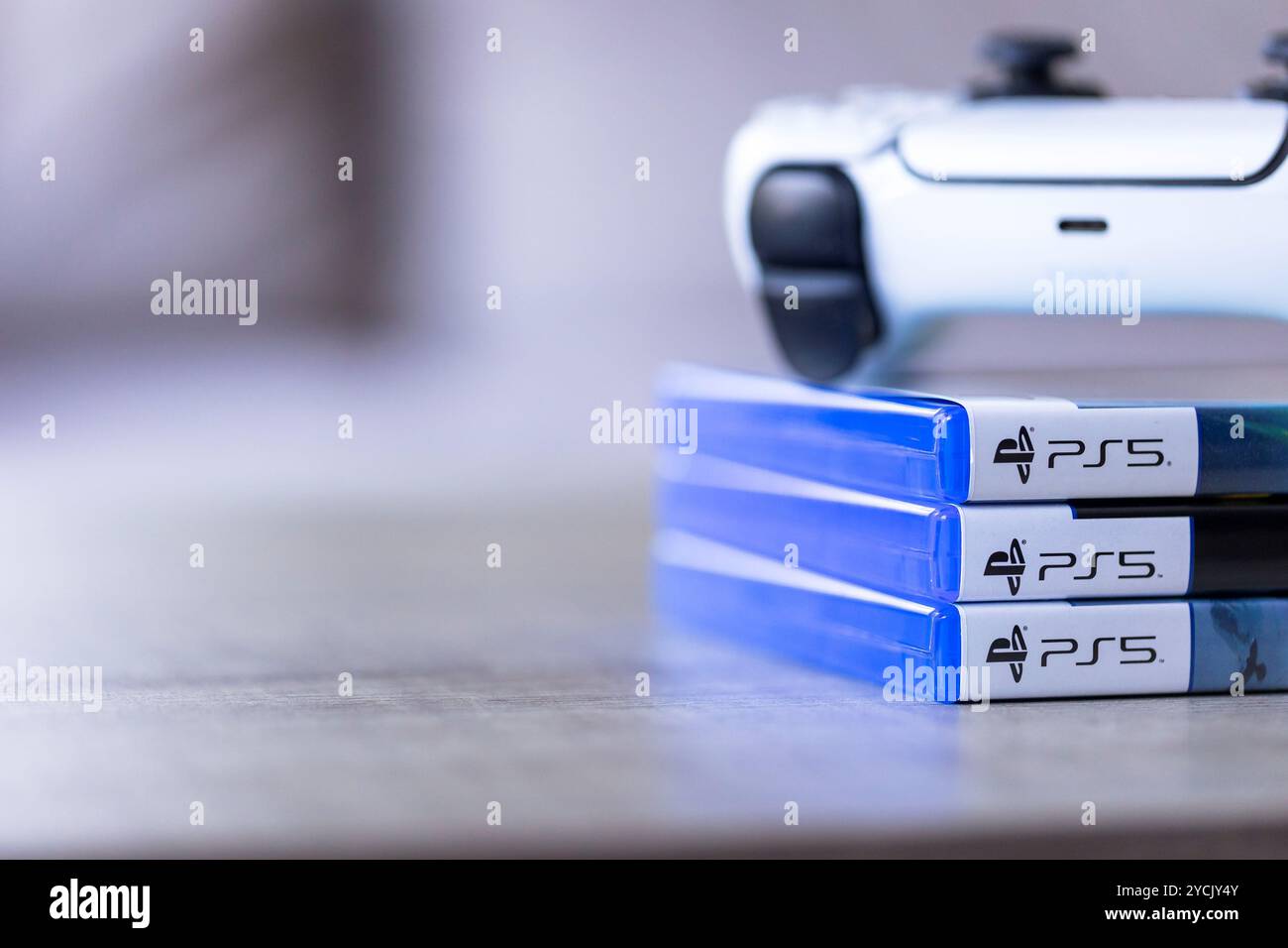 Brecht, Belgium - 3 october 2024: a Playstation 5 controller lying on ...