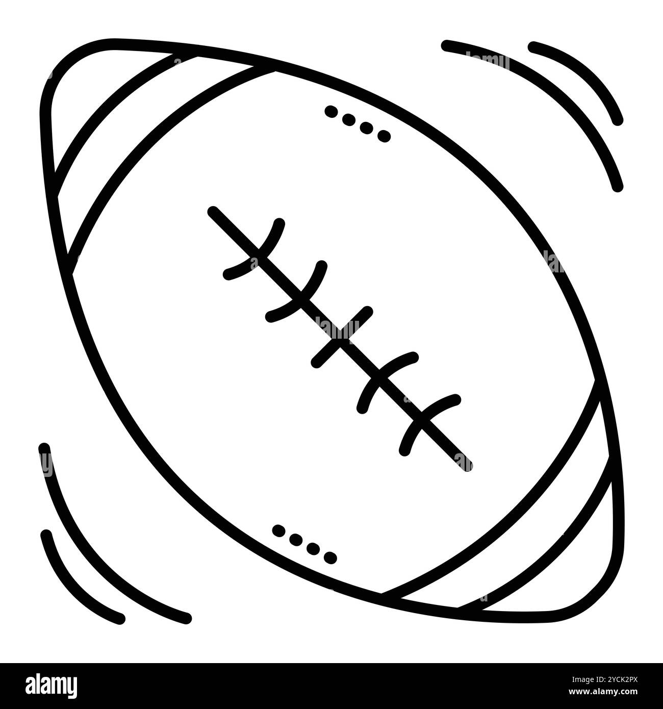 Simple oval rugby ball in flight. Vector monochrome illustration of ...