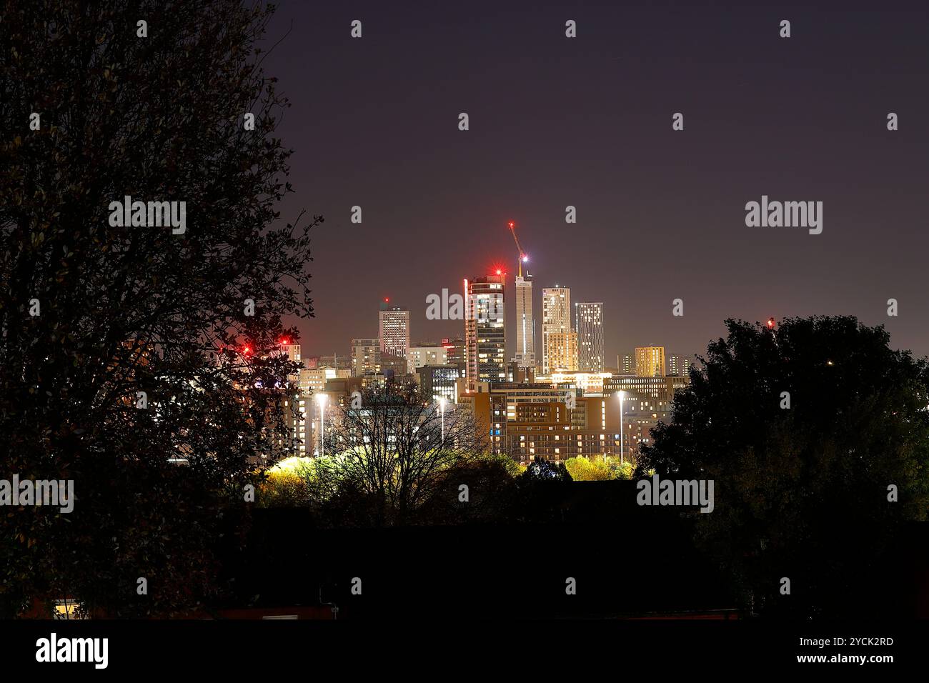 Leeds City skyline at night. The new tallest building in Leeds and ...