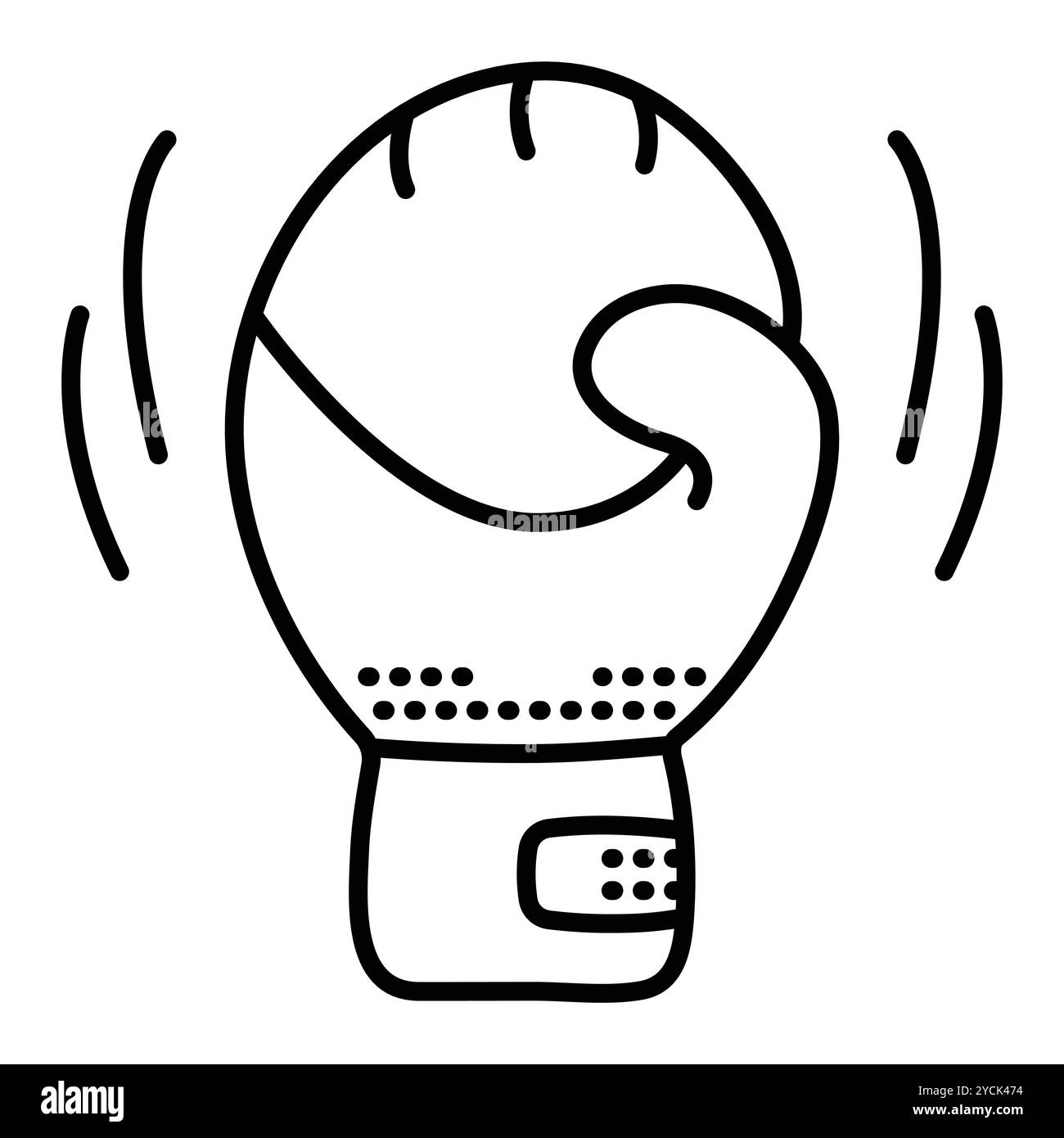 Single boxing mitt, glove. Vector black line illustration, icon of ...