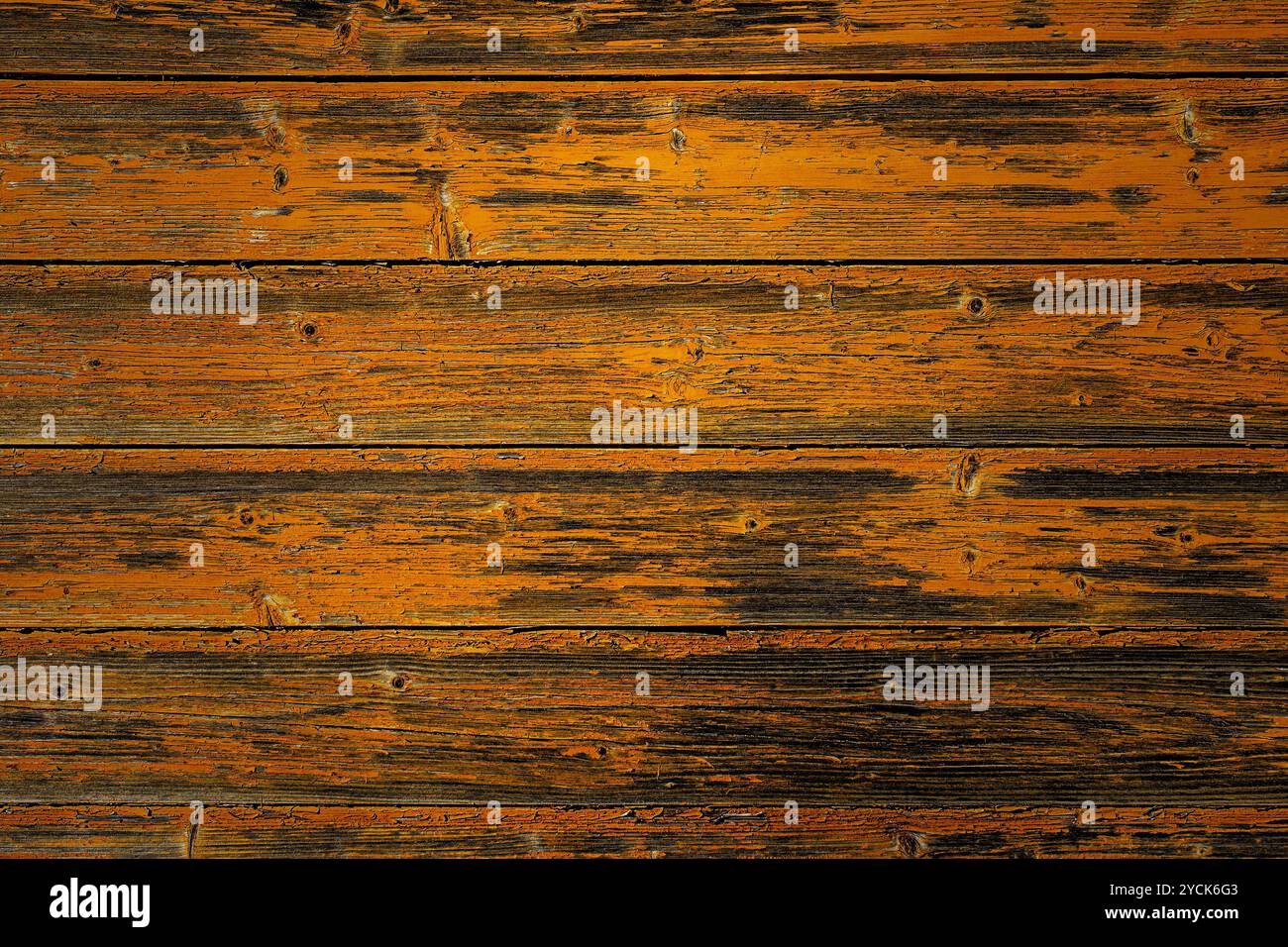 Rustic wooden wall made from horizontal planks with a worn, weathered ...
