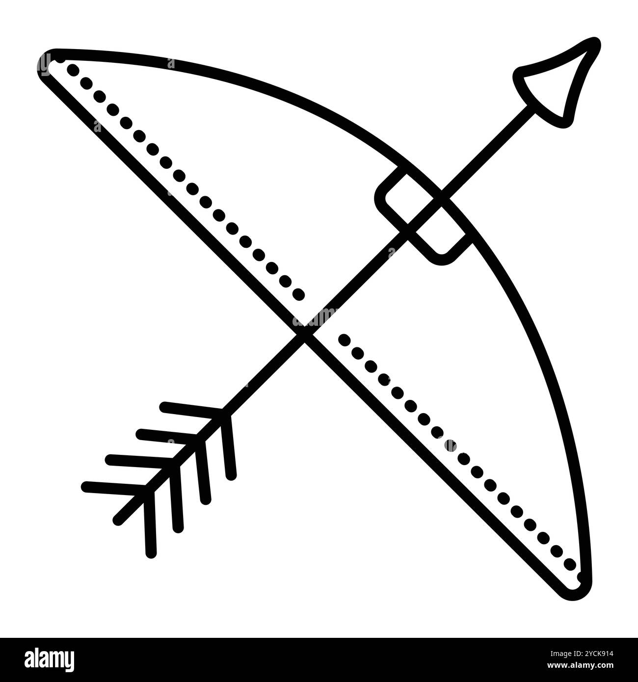 Archery bow for shooting, crossbow icon. Vector black line illustration ...
