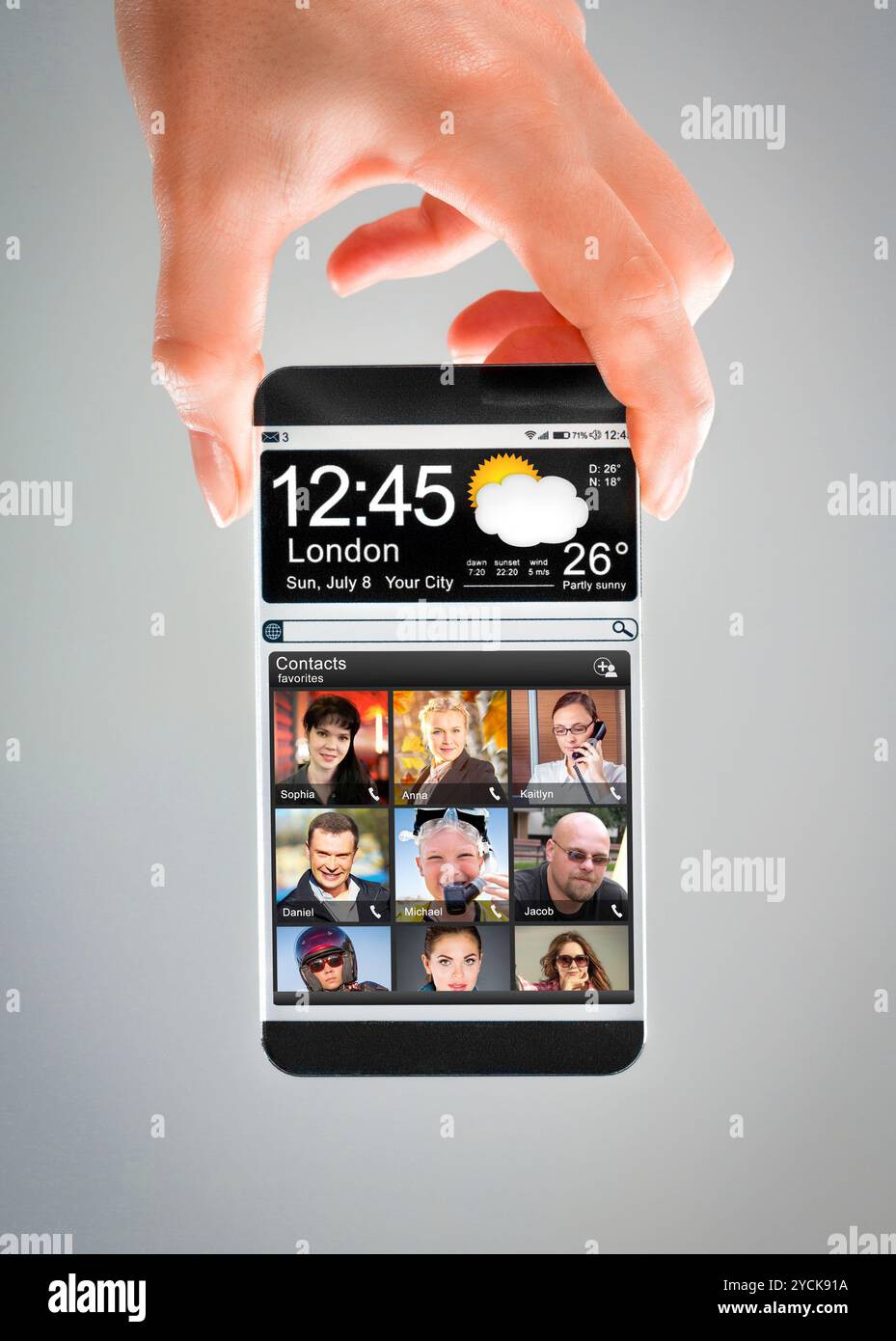 Smartphone with transparent screen in human hands Stock Photo - Alamy