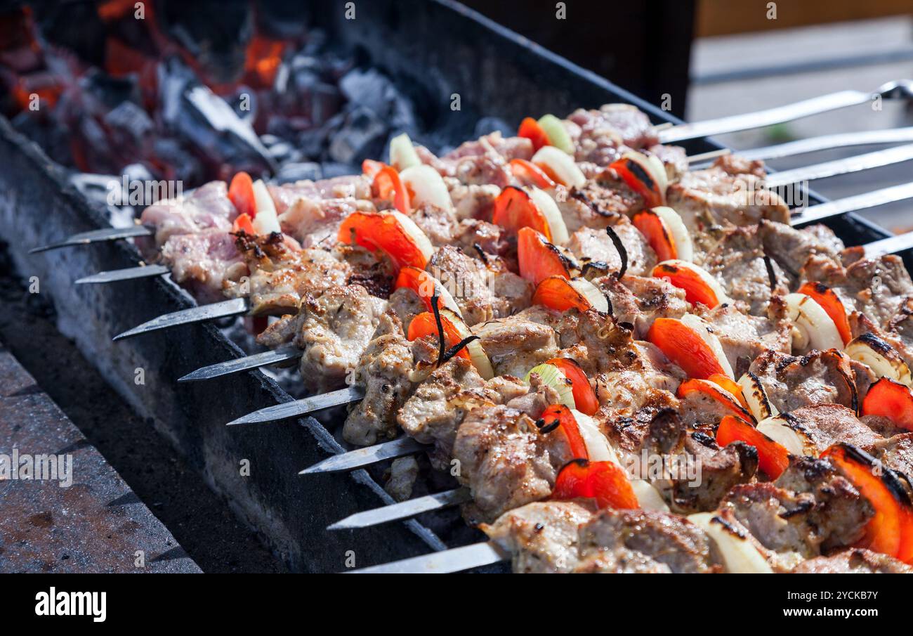 Juicy appetizing pork shish kebab hi-res stock photography and images ...