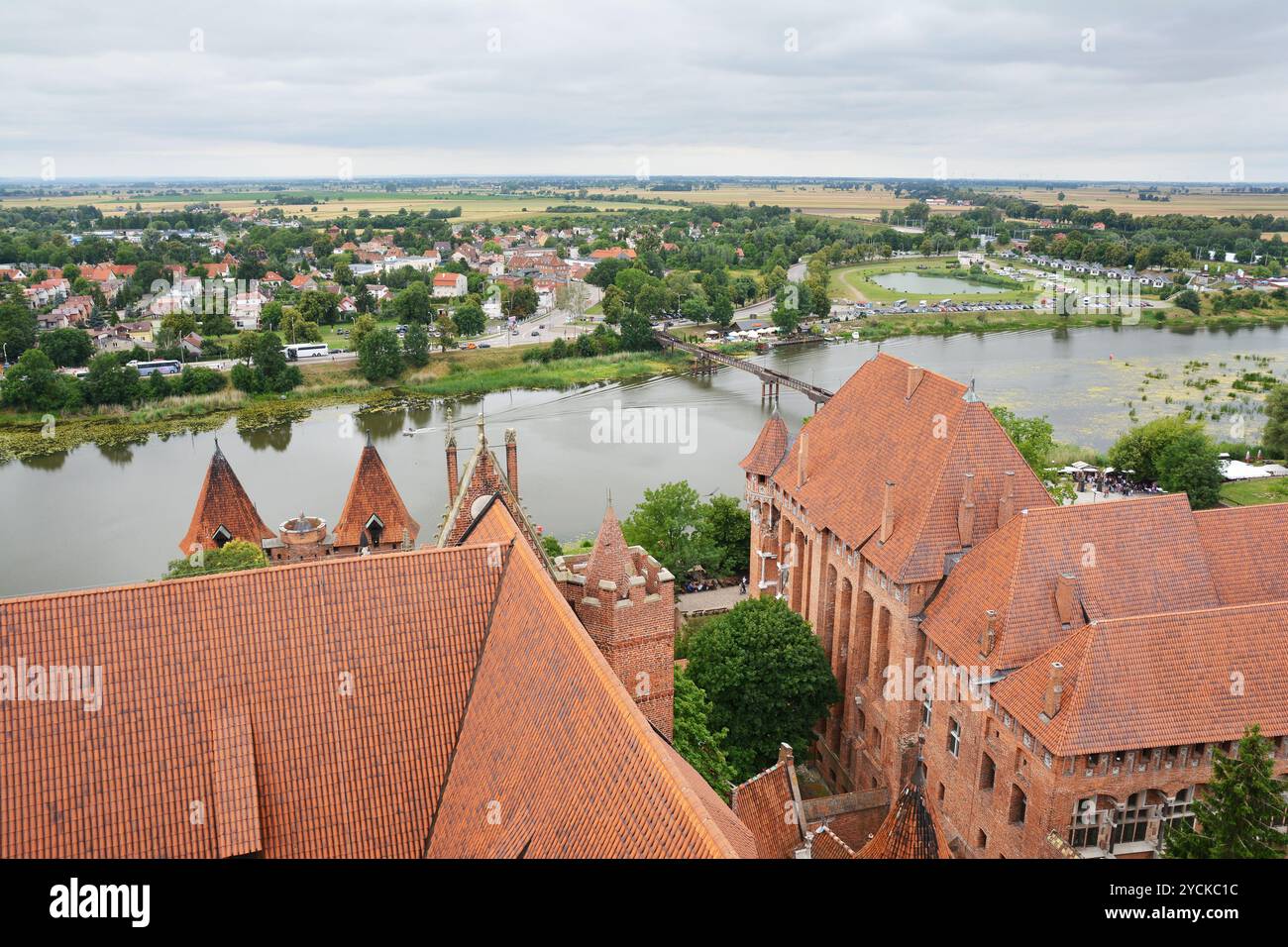 Aerial view of Malbork Teutonic Order castle and fortress by the Nogat ...