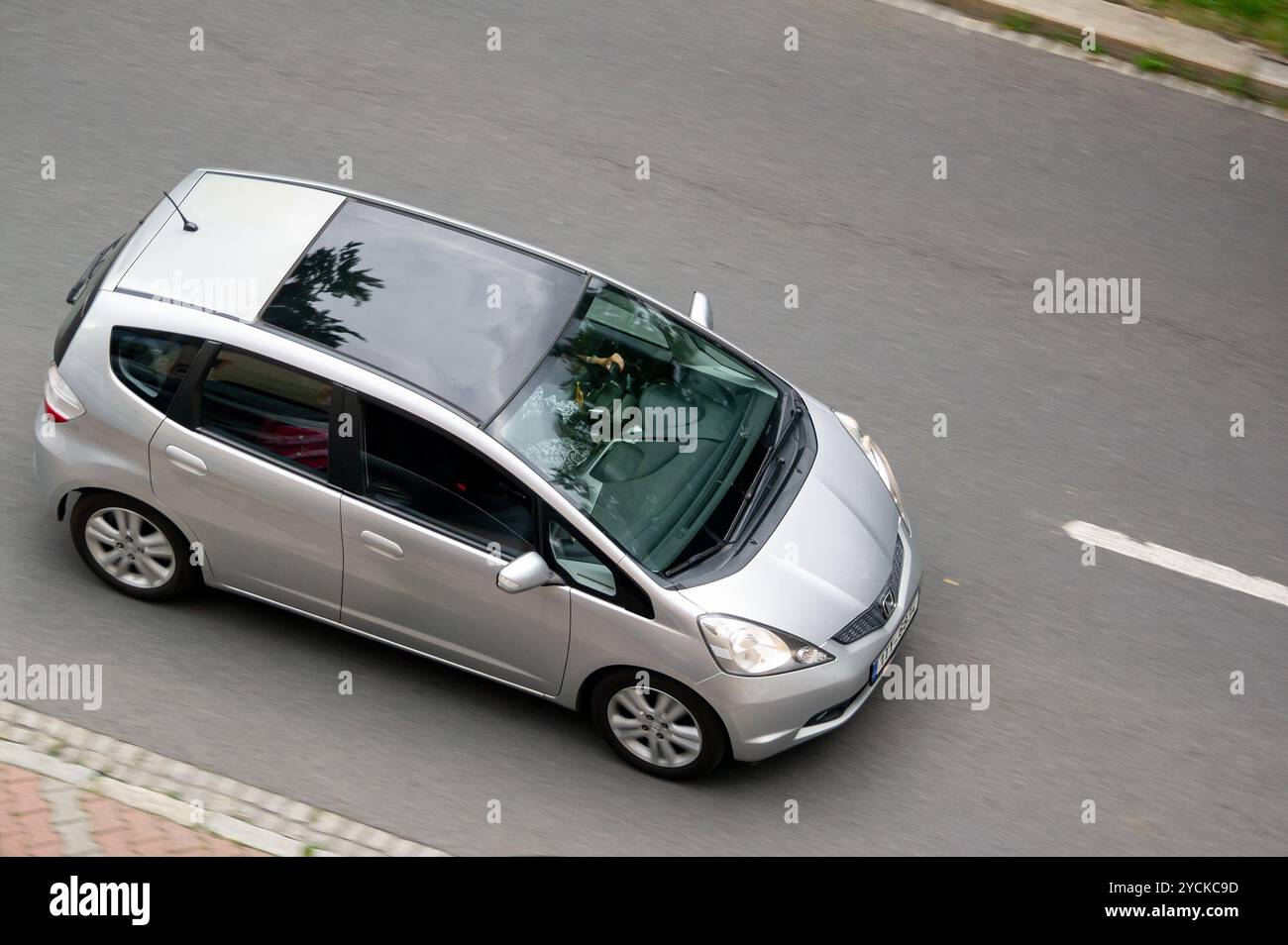 OSTRAVA, CZECHIA - MAY 27, 2024: Silver Honda Jazz Fit compact MPV car ...
