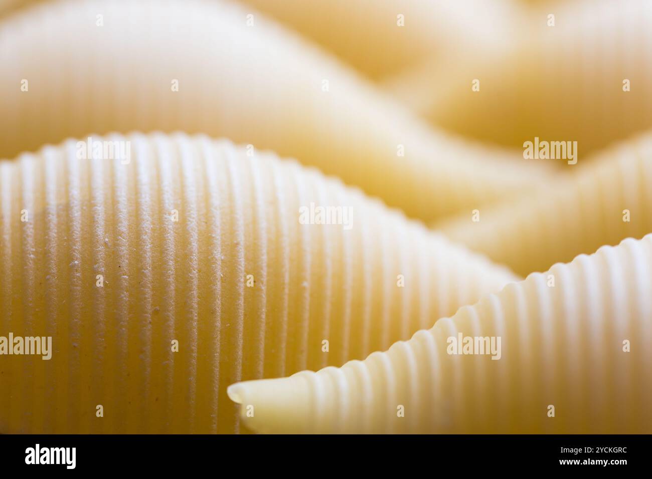 Ribbed dry yellow macaroni with periodic line Stock Photo - Alamy