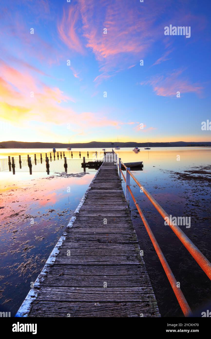 Summer sunset jetty and pool Yattalunga Australia Stock Photo - Alamy
