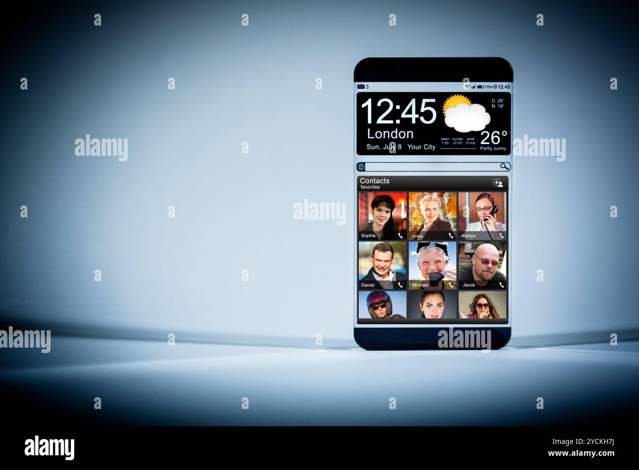 Smart phone (phablet) with a transparent display in human hands ...
