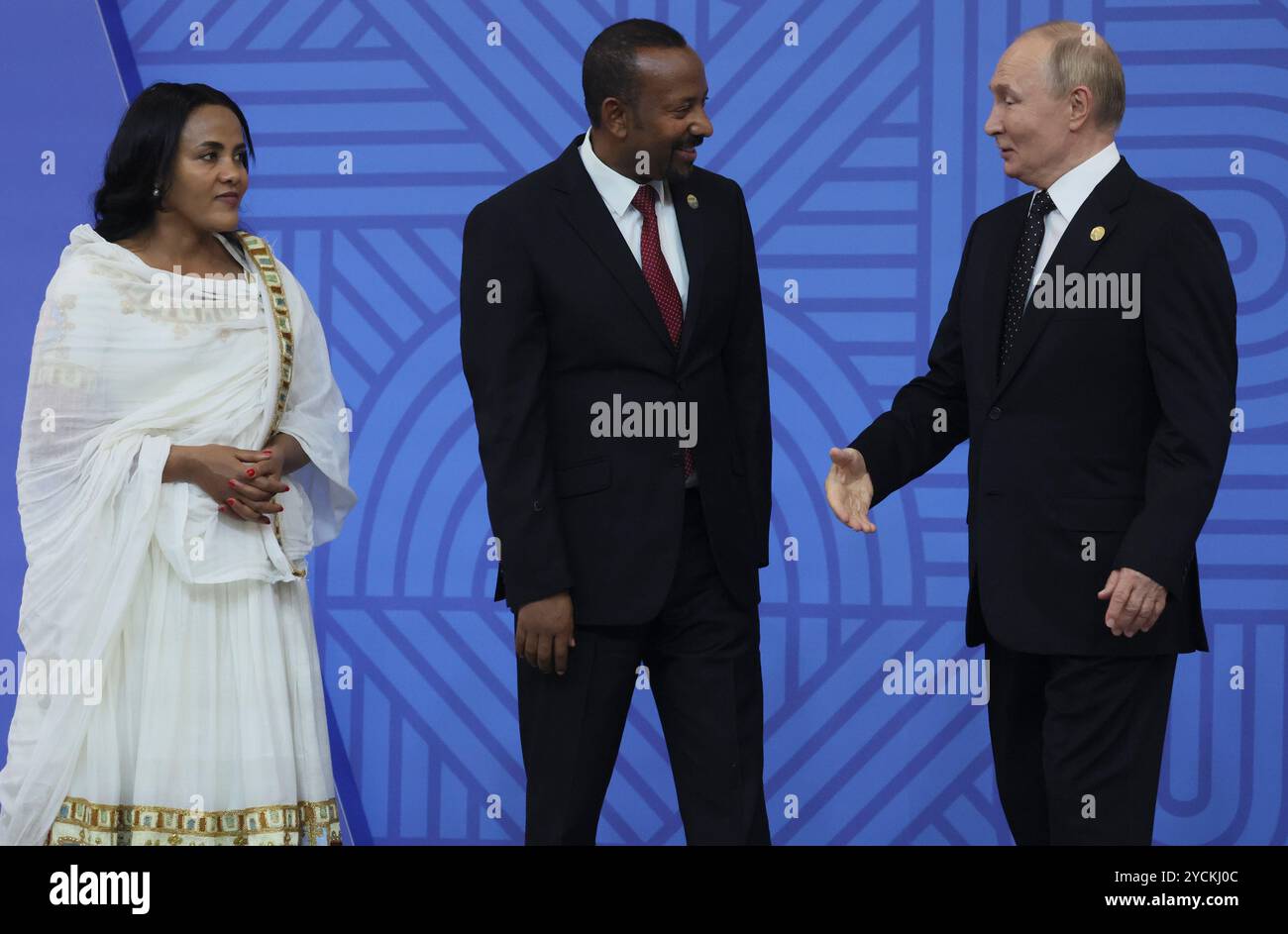 Russian President Vladimir Putin, right, greets Ethiopian Prime ...