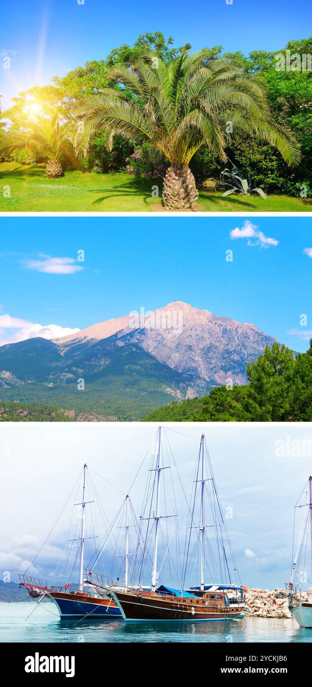 Natural attractions of Turkey. Photo collage. Concept - vacation and ...