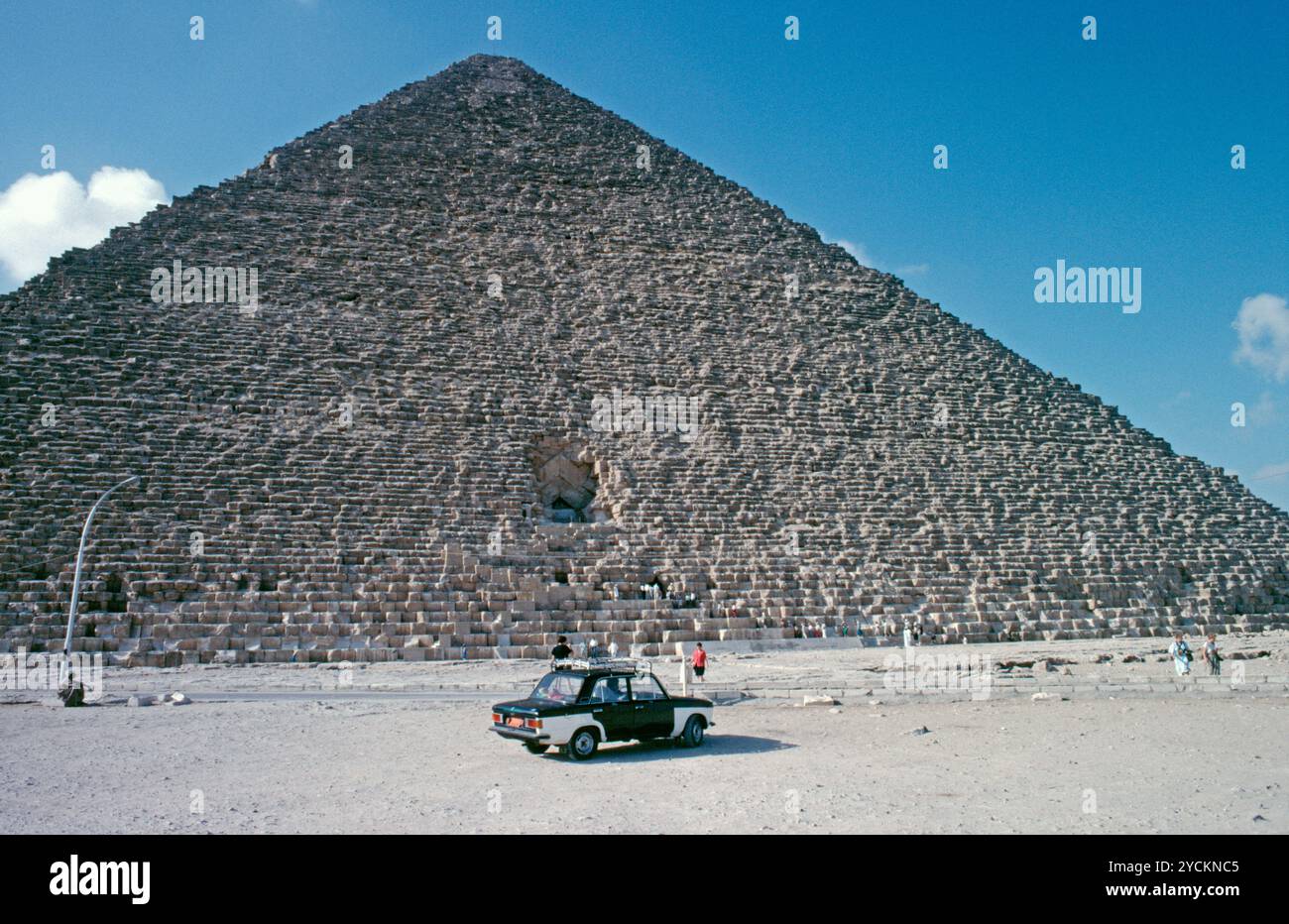 Great Pyramid of Giza, car, Cairo, Egypt, September 1989 Stock Photo ...