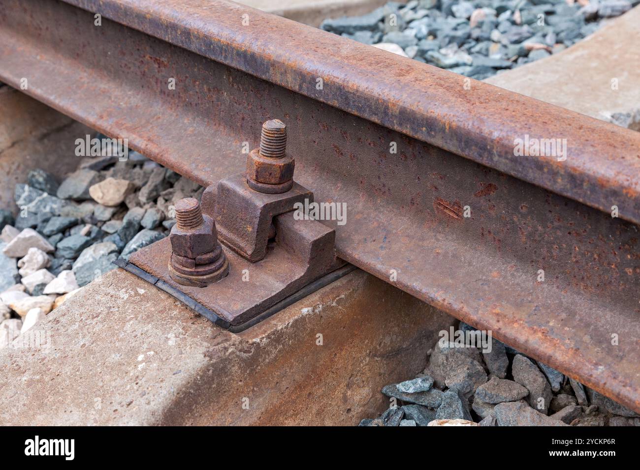 Detail of railway track Stock Photo - Alamy