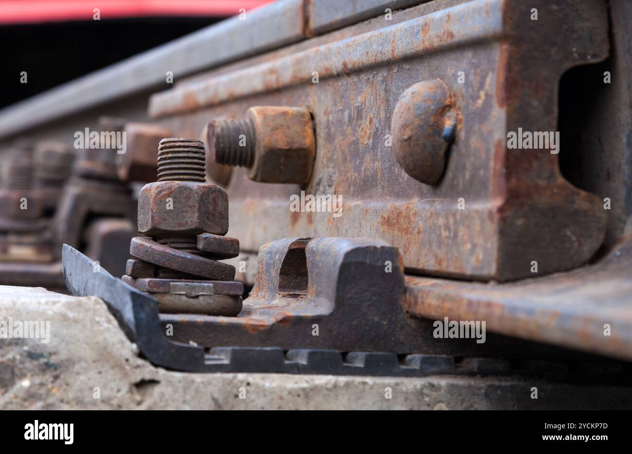 Detail of railway track Stock Photo - Alamy