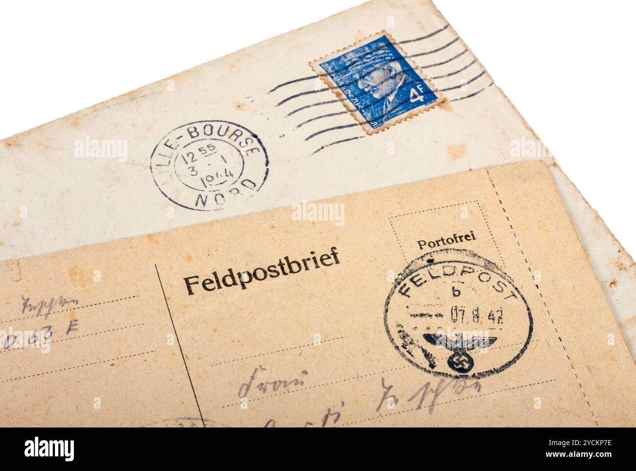 Old envelopes isolated on white background Stock Photo - Alamy