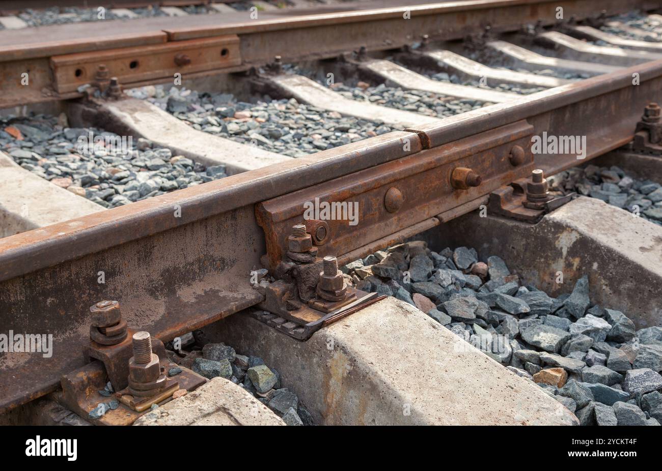 Detail of railway track Stock Photo - Alamy