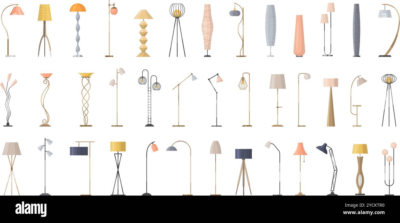 Interior lamp. House design decoration with floor lamp modern lights ...