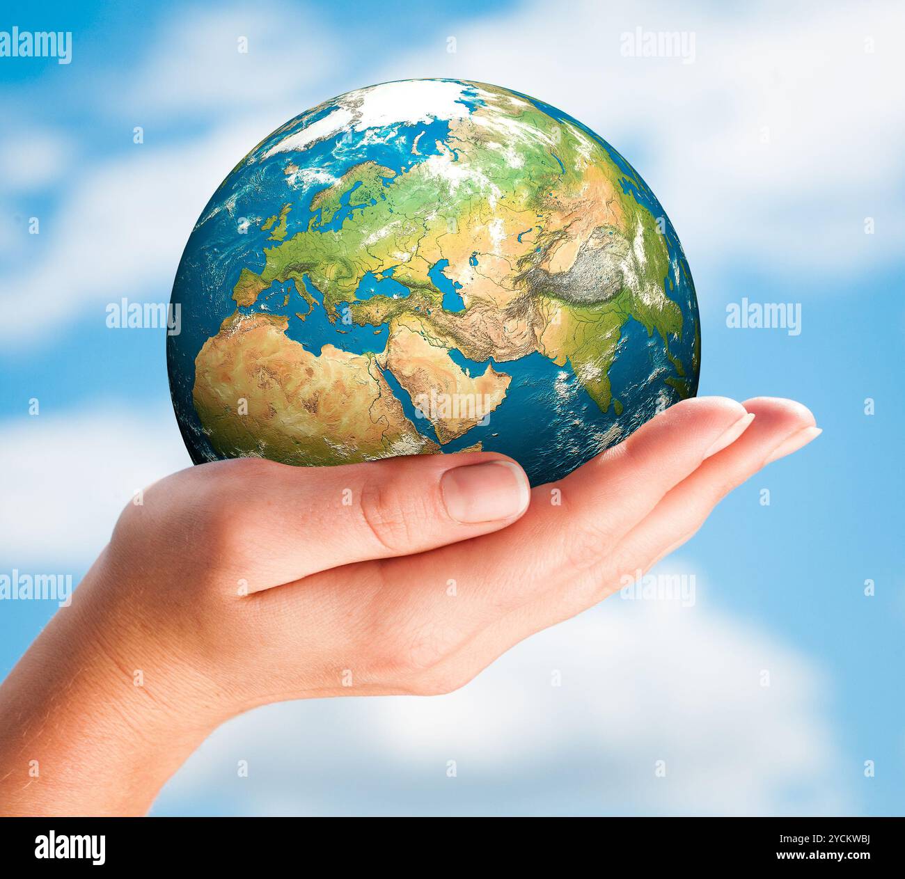 Hand of the person holds globe Stock Photo - Alamy