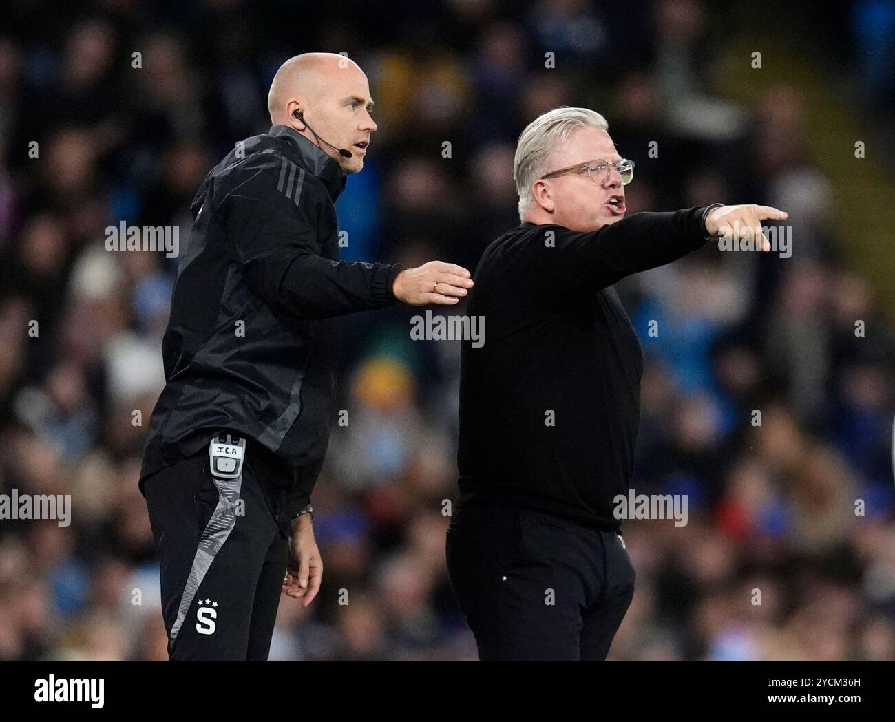 Sparta Praha manager Lars Friis (right) during the UEFA Champions ...