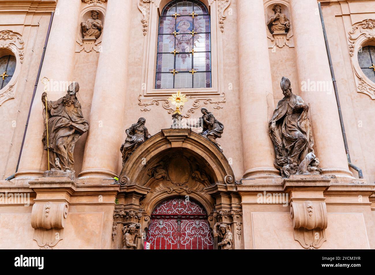 Detail facade. St. Nicholas Church, Staré Město. Since 1920 it has been ...