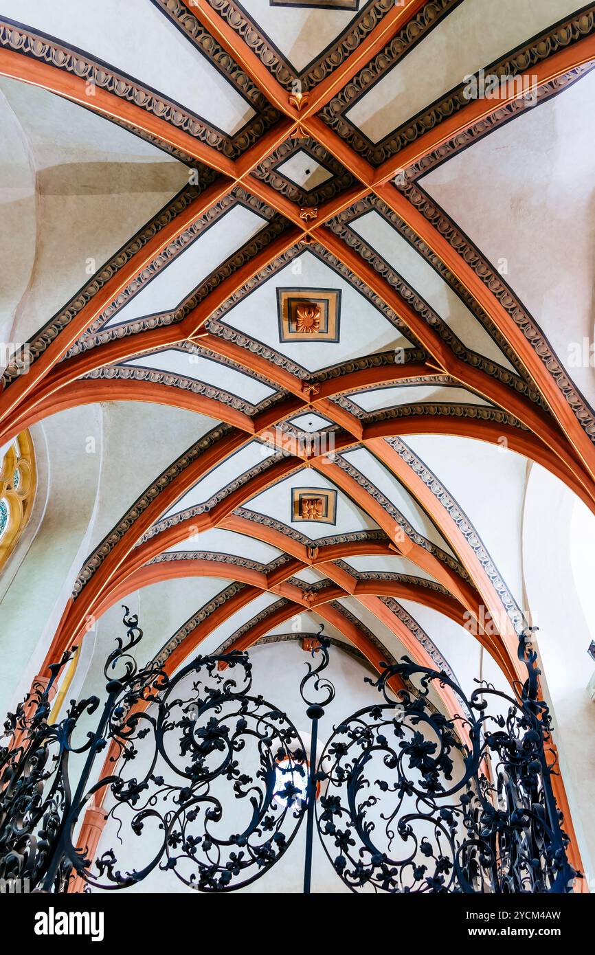 Ceiling detail, main body of the synagogue. The Pinkas Synagogue is the ...